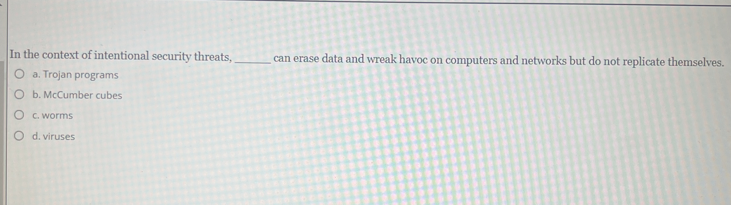 Solved In the context of intentional security threats, q, | Chegg.com