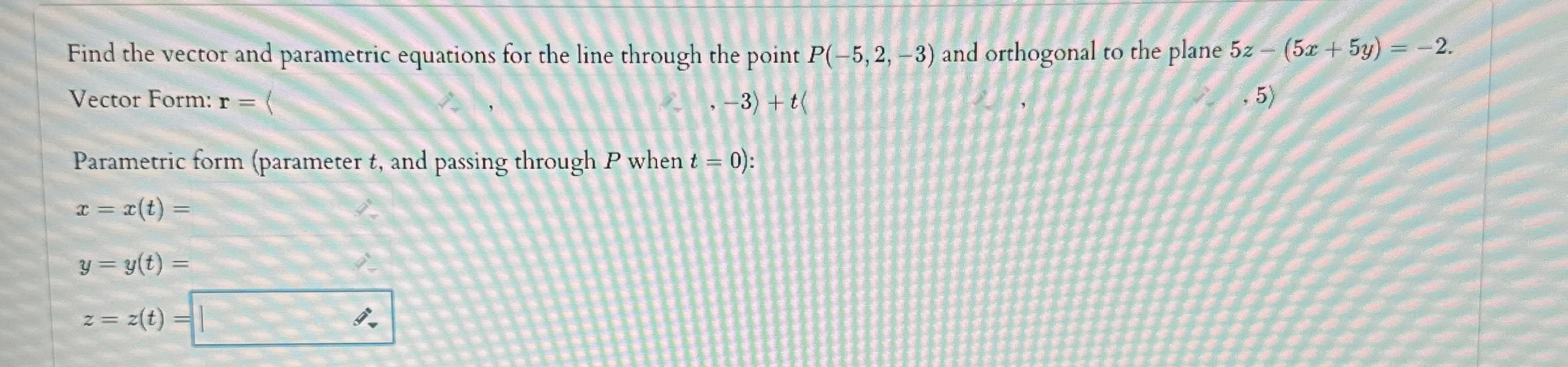 Solved Find the vector and parametric equations for the line | Chegg.com