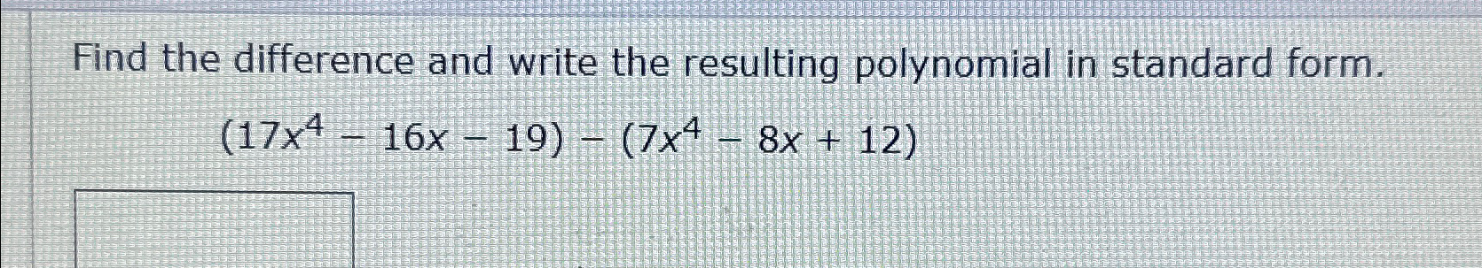 Solved Find the difference and write the resulting | Chegg.com