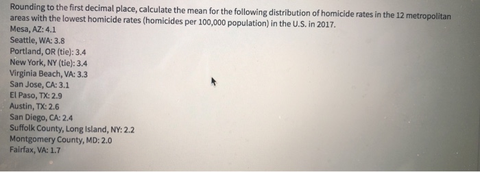 Solved Rounding to the first decimal place, calculate the | Chegg.com