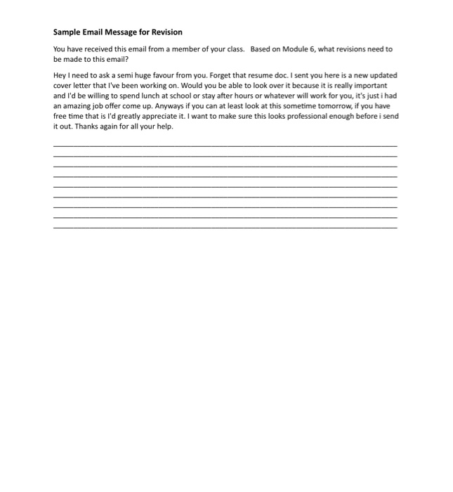 Sample Email Message for Revision You have received | Chegg.com