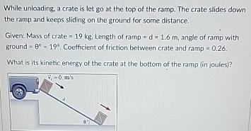 Solved While unloading, a crate is let go at the top of the | Chegg.com