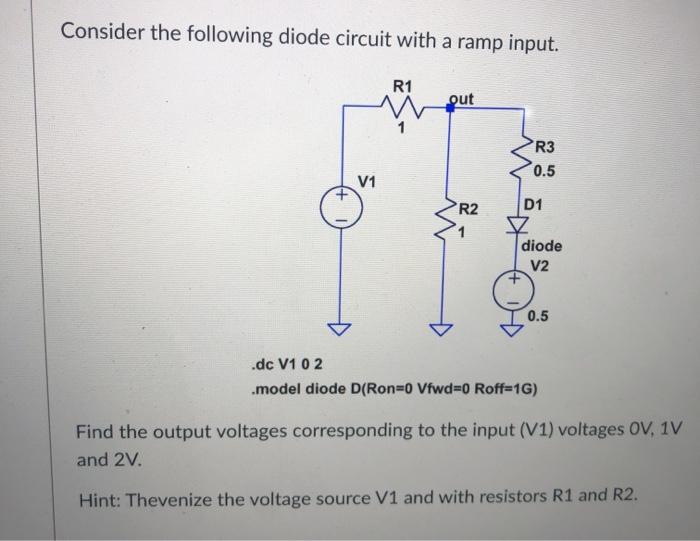 Solved Consider the following diode circuit with a ramp | Chegg.com