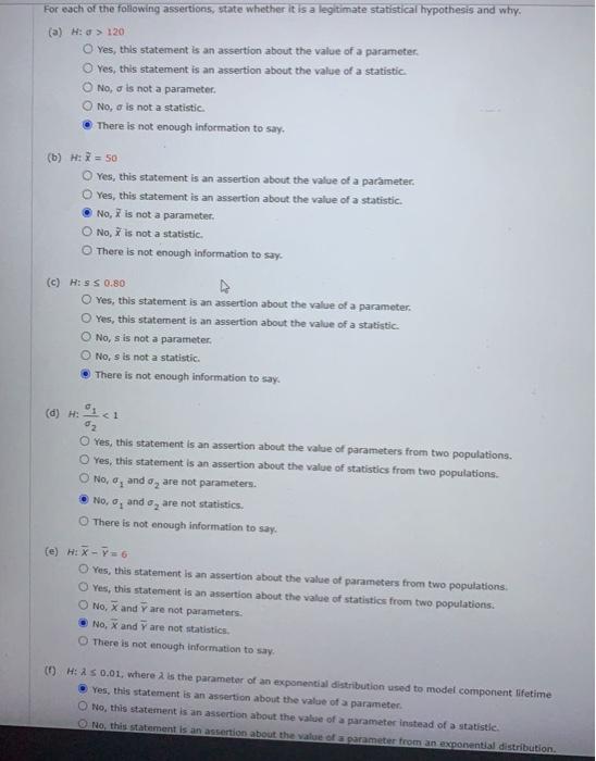Solved For each of the following assertions, state whether | Chegg.com