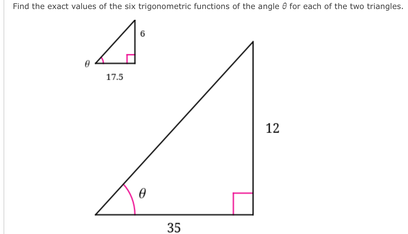 Solved Find the exact values of the six trigonometric | Chegg.com