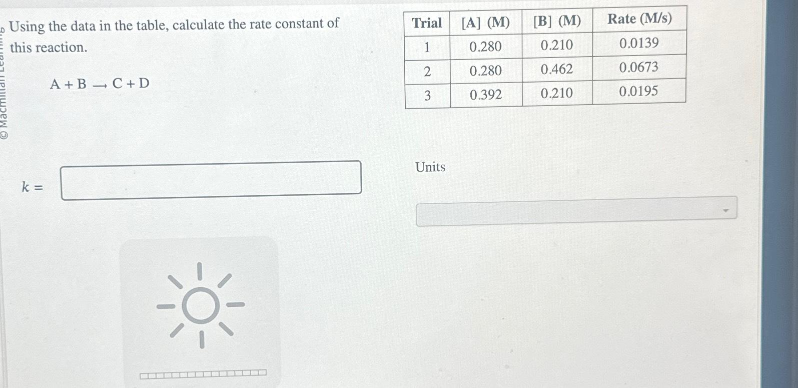 Solved . ﻿Using the data in the table, calculate the rate | Chegg.com