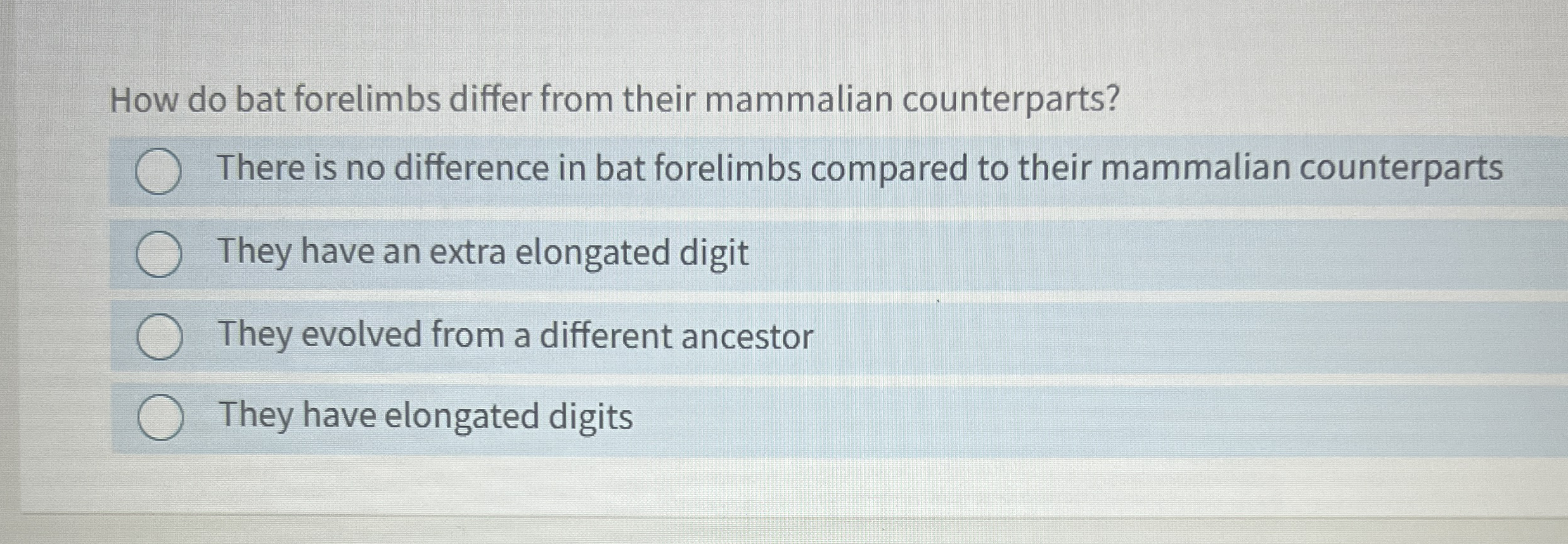 Solved How do bat forelimbs differ from their mammalian | Chegg.com