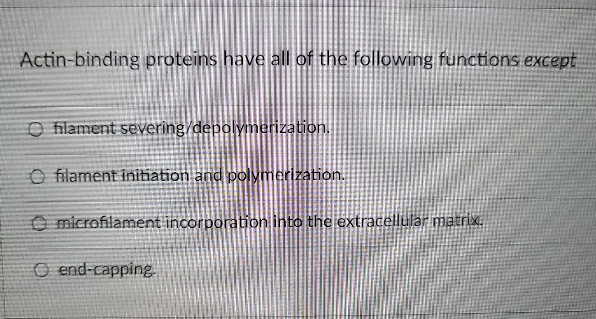 Solved Actin-binding proteins have all of the following | Chegg.com