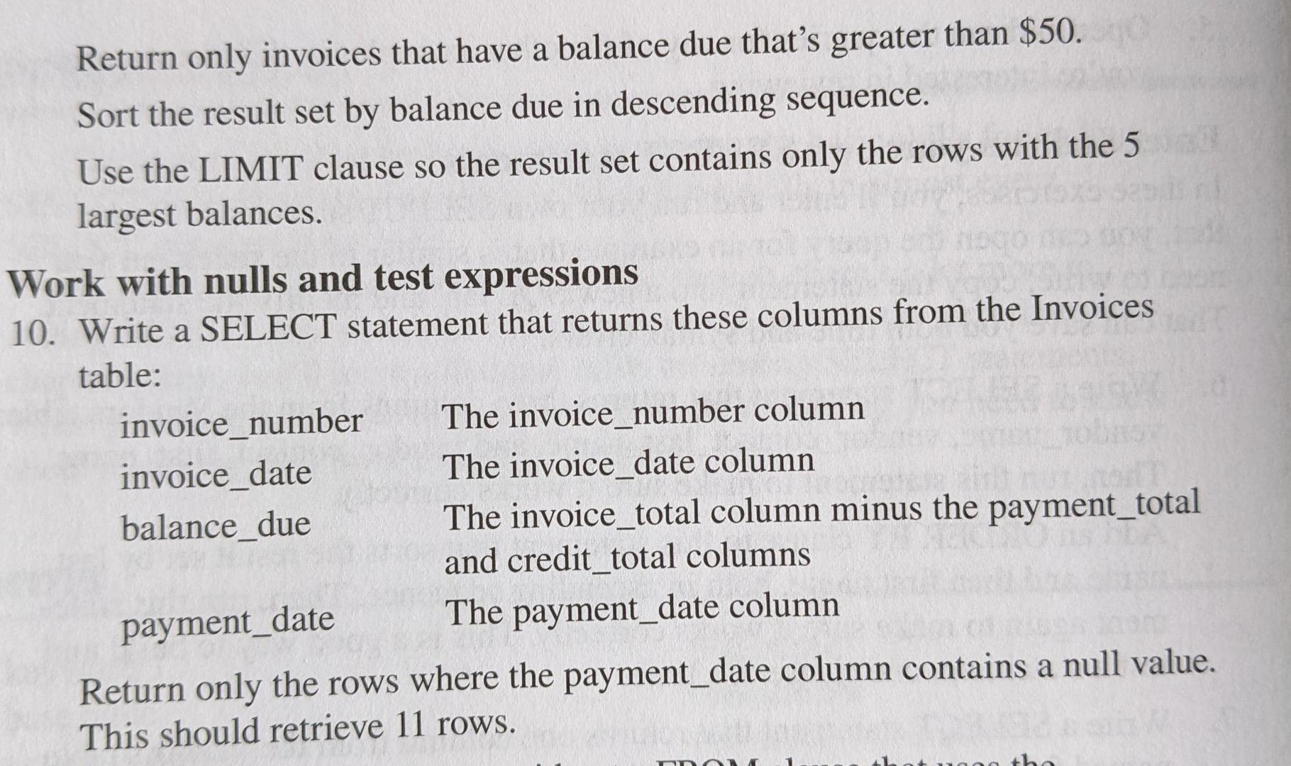 Solved 6. Write a SELECT statement that returns three | Chegg.com
