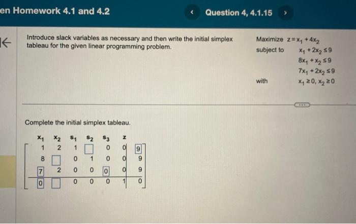 Solved Introduce slack variables as necessary and then write | Chegg.com