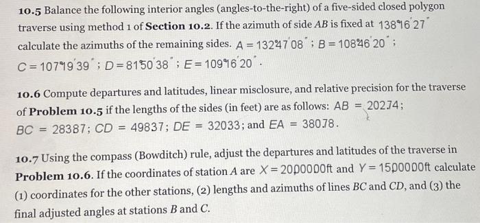 Solved 10.5 Balance the following interior angles | Chegg.com