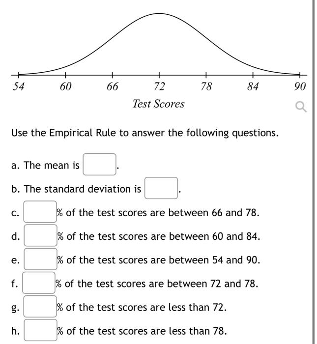 Solved + + 72 + 78 66 + 84 54 60 90 Test Scores Use the | Chegg.com