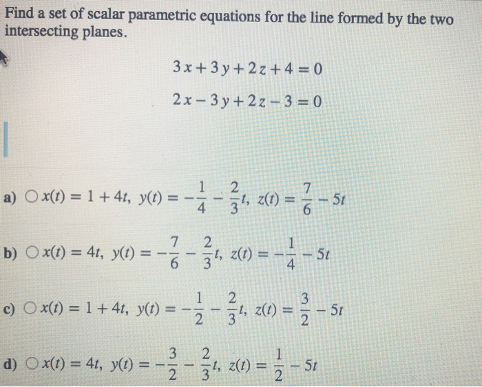 Solved Find a set of scalar parametric equations for the | Chegg.com