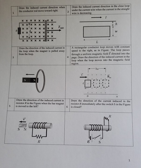 Solved Draw the induced current direction when the conductor | Chegg.com