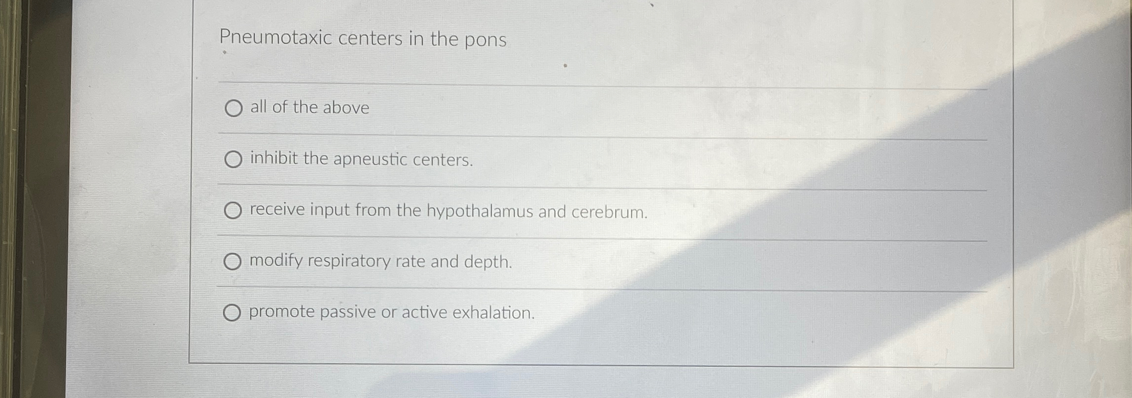 Solved Pneumotaxic centers in the ponsq,all of the | Chegg.com