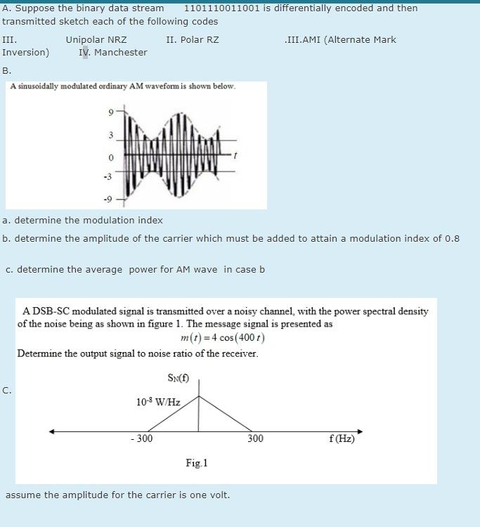Solved A. ﻿Suppose the binary data stream 1101110011001 ﻿is | Chegg.com