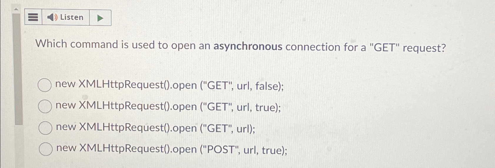 Solved ListenWhich command is used to open an asynchronous | Chegg.com