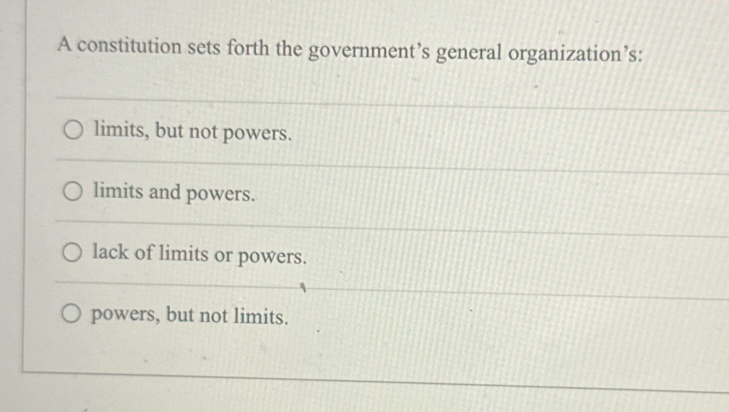 Solved A constitution sets forth the government's general | Chegg.com