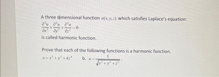 Solved A three dimensional function u(x,y,z) which satisfies | Chegg.com
