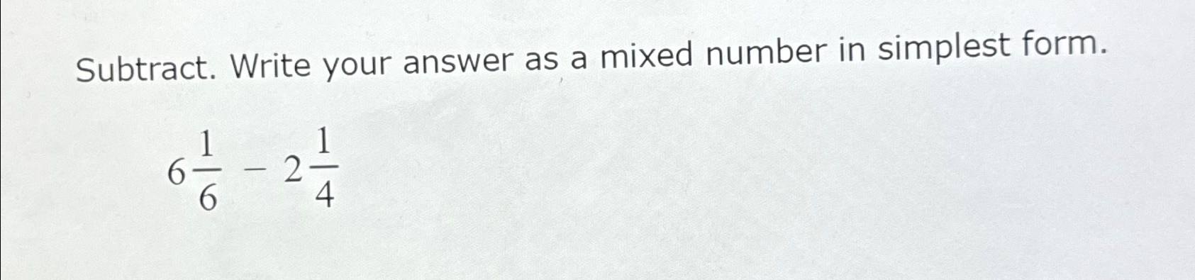 Solved Subtract. Write your answer as a mixed number in | Chegg.com