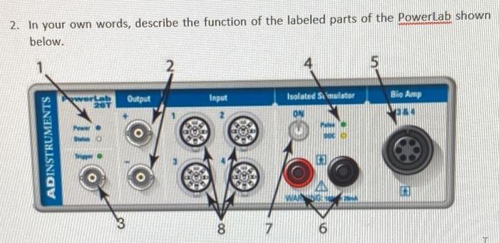 Solved 2. In your own words, describe the function of the | Chegg.com