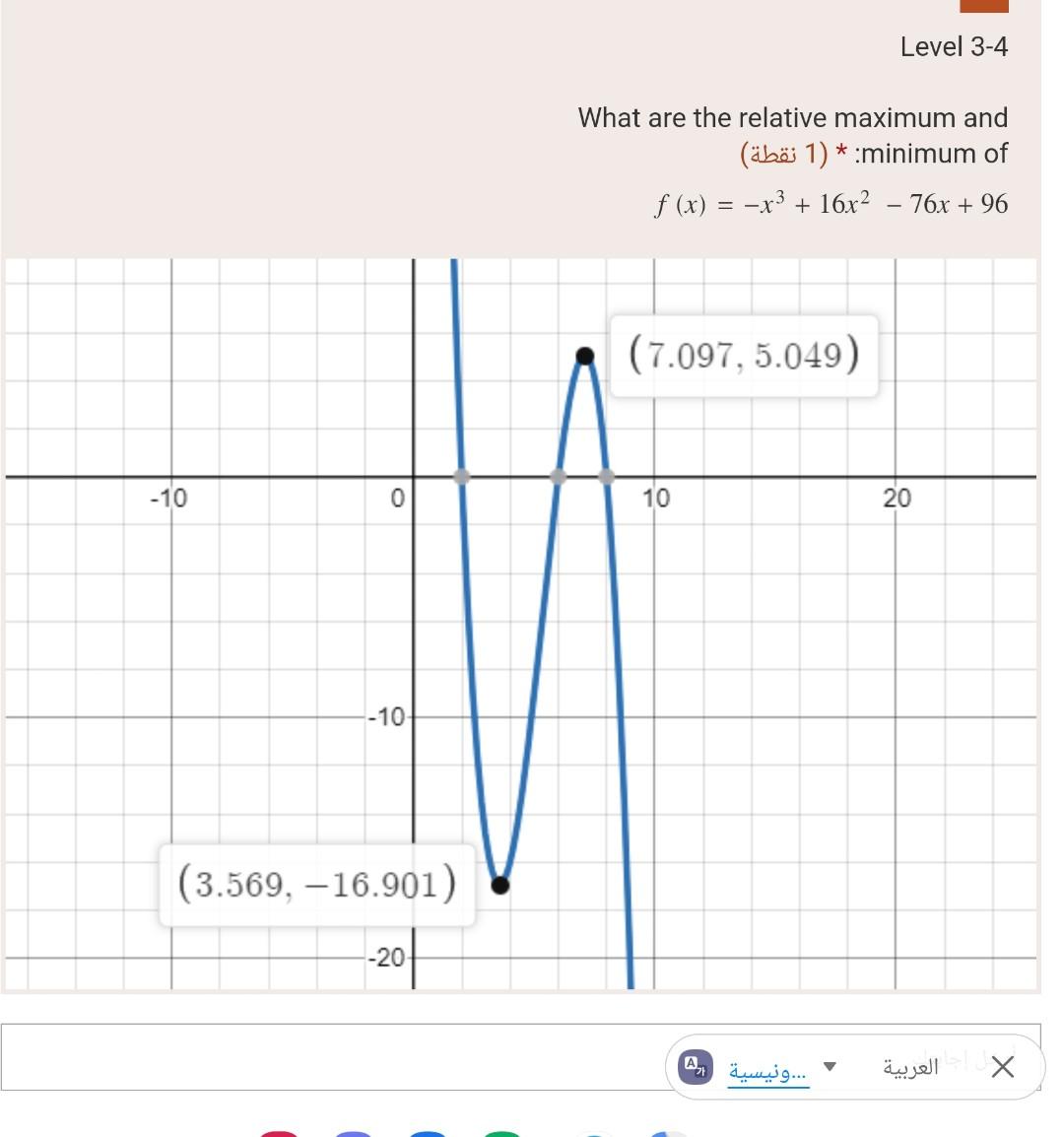 Solved What are the relative maximum and (1) * : نقطة 1 | Chegg.com