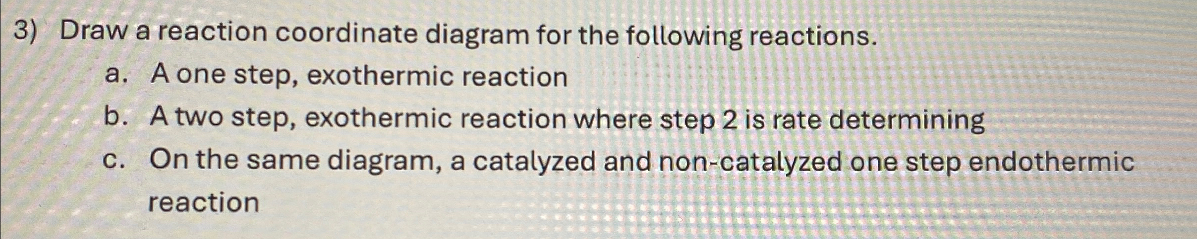 Solved Draw a reaction coordinate diagram for the following | Chegg.com