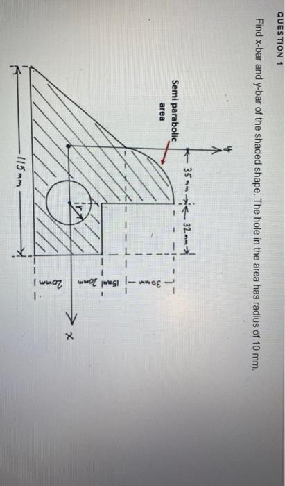 Solved QUESTION 1 Find x-bar and y-bar of the shaded shape. | Chegg.com