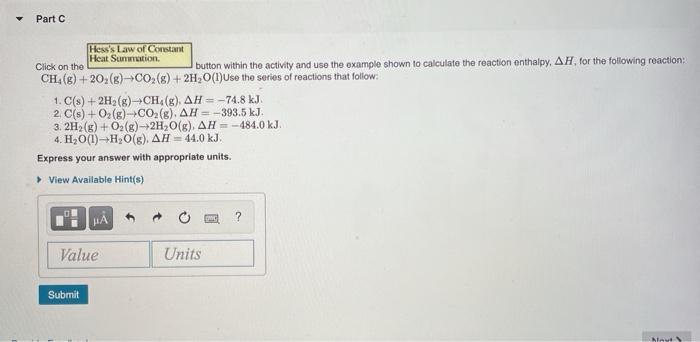 Solved Part A Click the AH is an Extensive Property button | Chegg.com