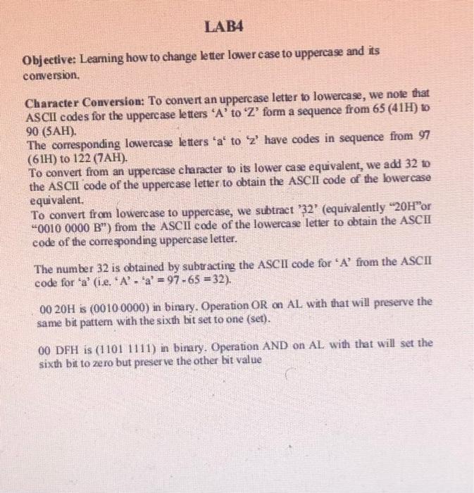 Solved Objective: Learning how to change letter lower case | Chegg.com
