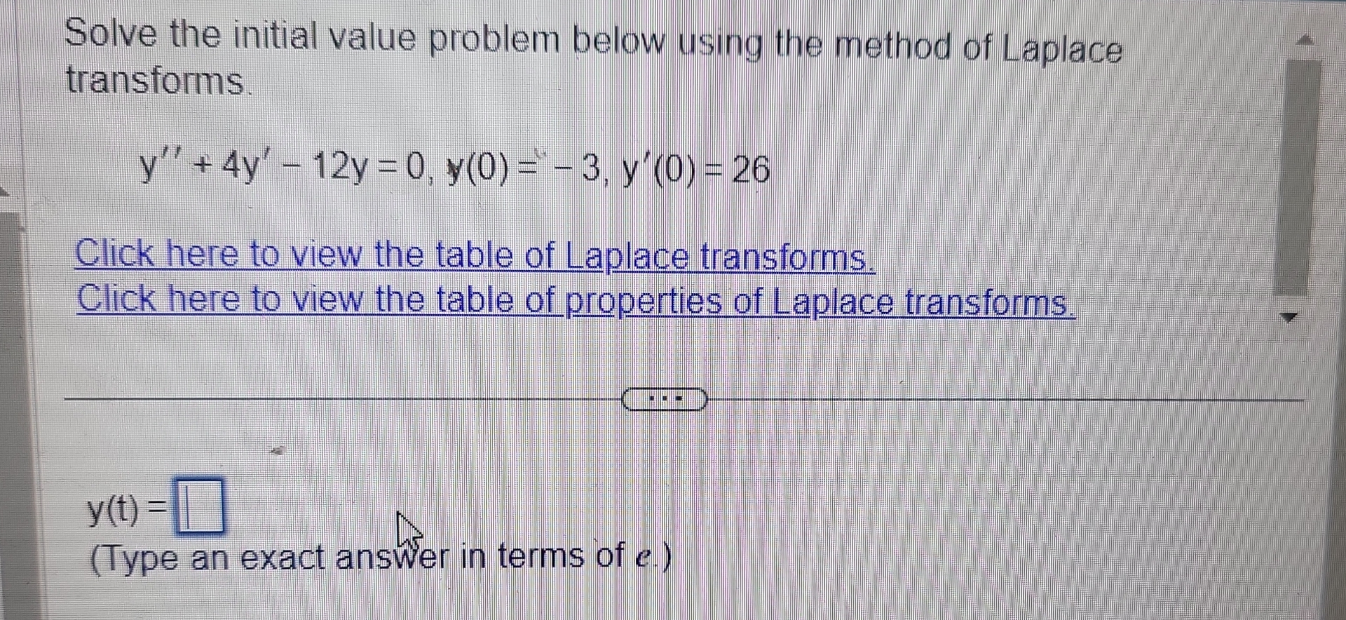 Solved Solve the initial value problem below using the | Chegg.com