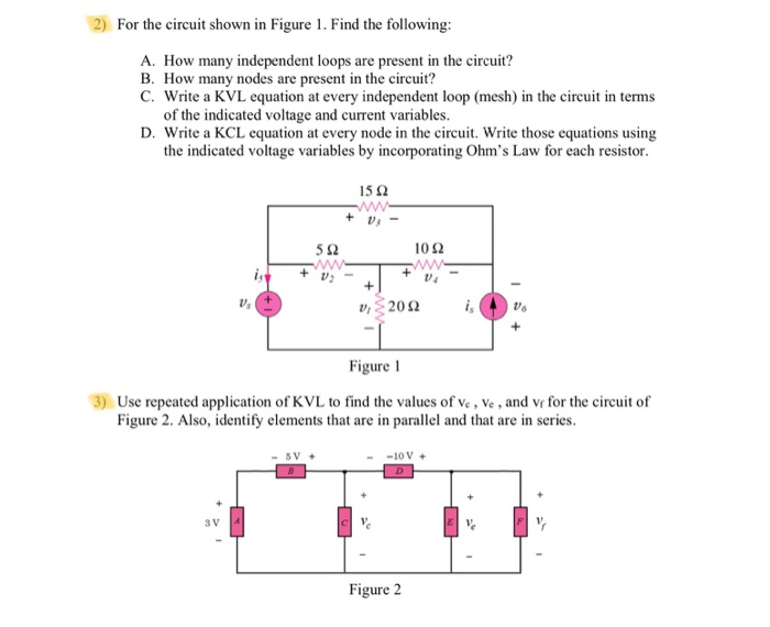 Solved 2) For the circuit shown in Figure 1. Find the | Chegg.com