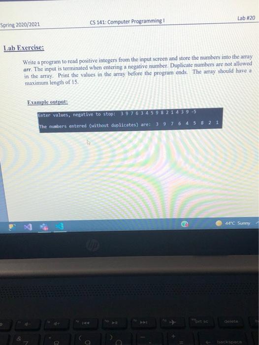 Solved Lab #20 Spring 2020/2021 CS 141: Computer Programming | Chegg.com