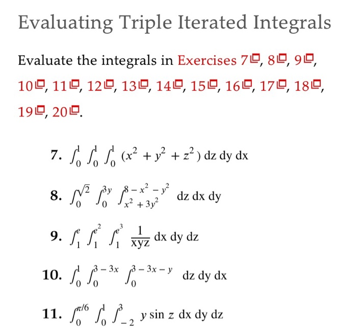 Solved Evaluating Triple Iterated Integrals Evaluate the | Chegg.com