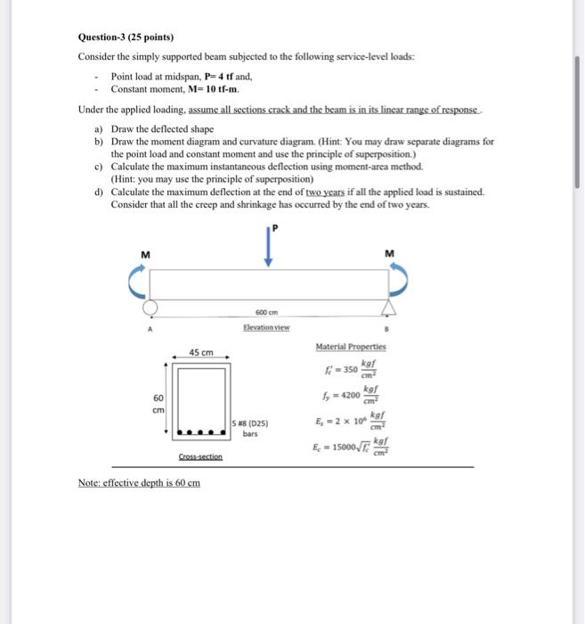 Solved Question-3 (25 points) Consider the simply supported | Chegg.com Solved Question-3 (25 points) Consider the simply supported | Chegg.com