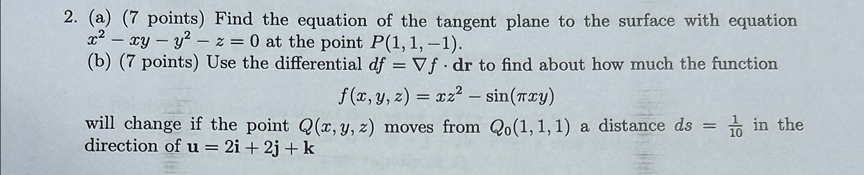 Solved (a) ( 7 ﻿points) ﻿Find the equation of the tangent | Chegg.com