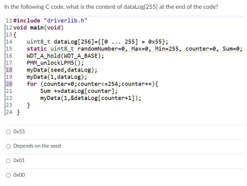 In the following C code, what is the content of | Chegg.com