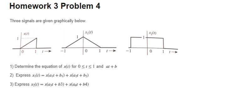 Solved Homework 3 Problem 4 Three signals are given | Chegg.com
