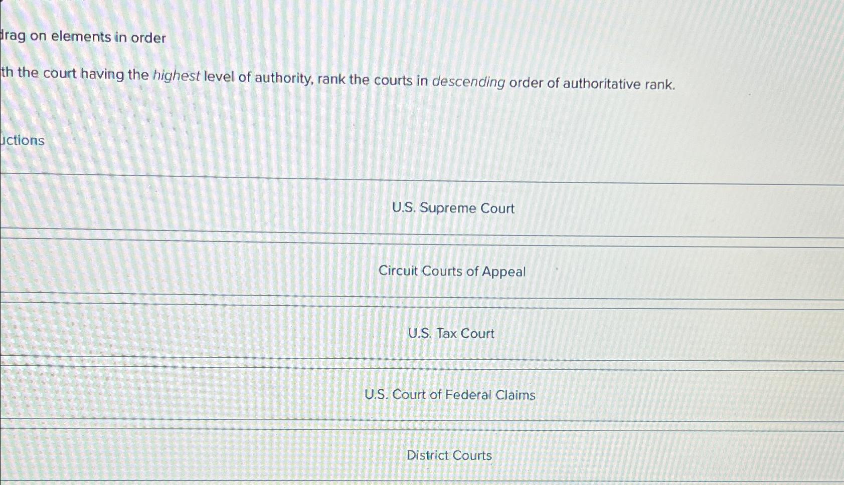 Solved frag on elements in orderth the court having the | Chegg.com