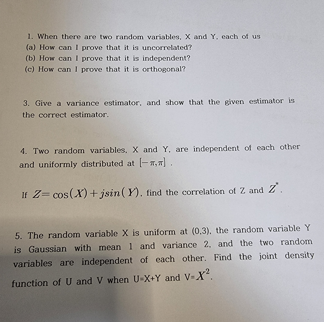 Solved 1.When there are two random variables, x ﻿and Y, | Chegg.com