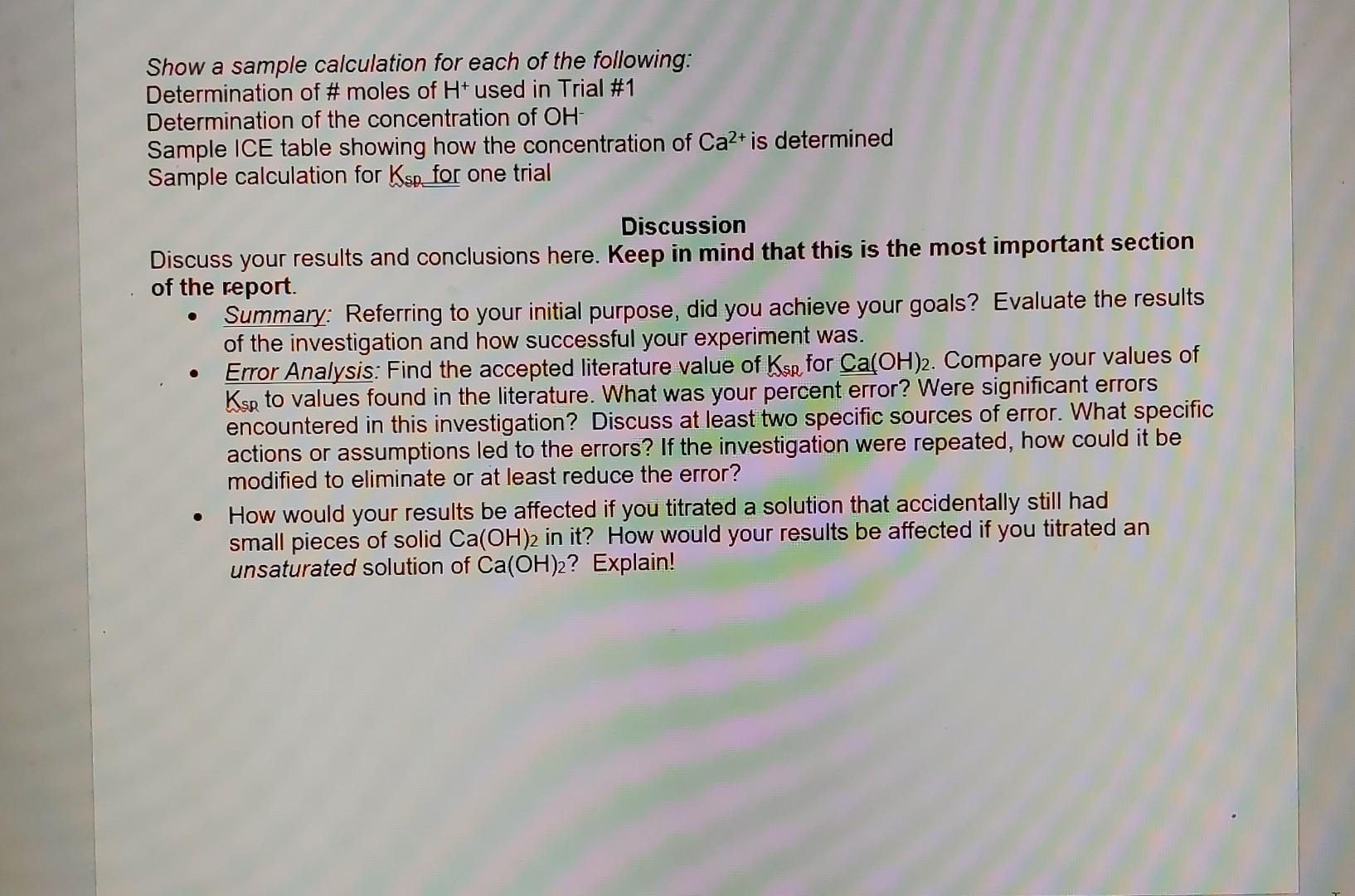 Solved Purpose What is the purpose of this experiment, why | Chegg.com