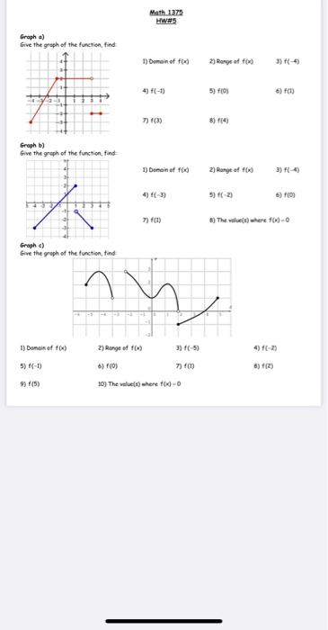 Solved Graph a) Give the graph of the function, find: 3 | Chegg.com