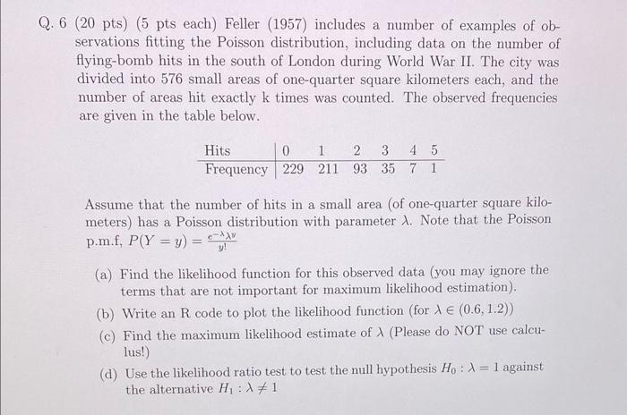 Solved 6 (20 pts) (5 pts each) Feller (1957) includes a | Chegg.com Solved 6 (20 pts) (5 pts each) Feller (1957) includes a | Chegg.com