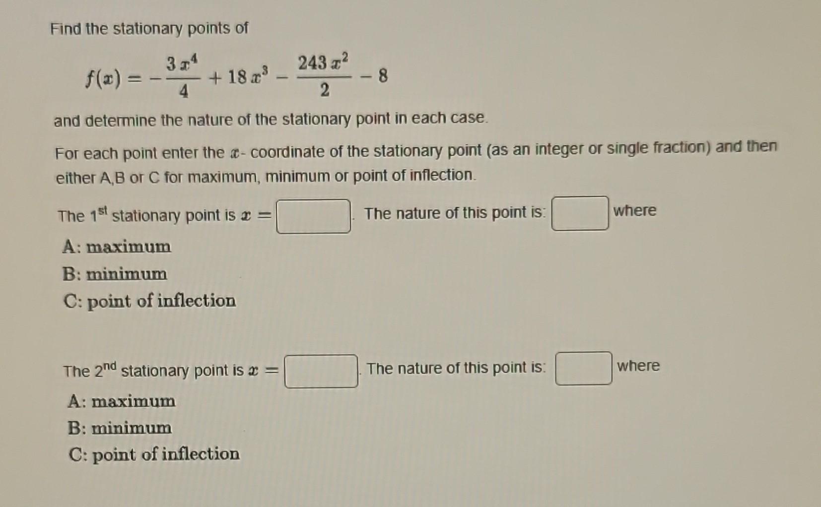 Solved Find the stationary points of | Chegg.com
