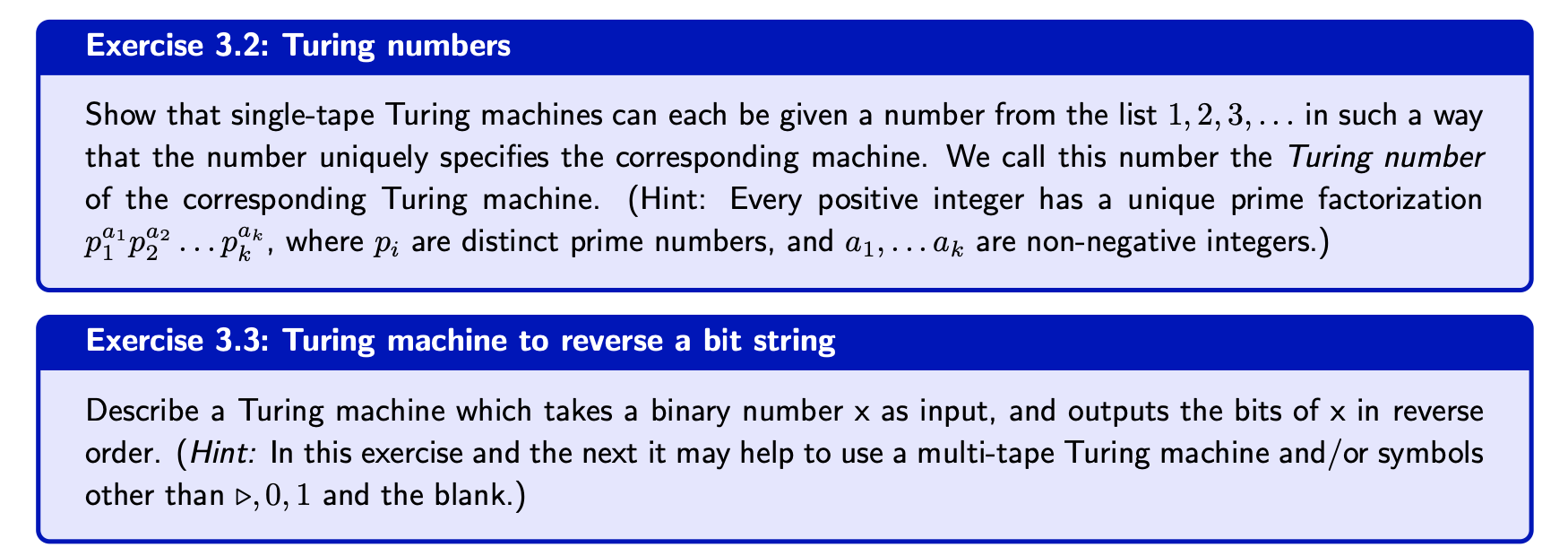 Solved Exercise 3.2: Turing numbersShow that single-tape | Chegg.com