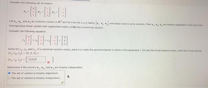 Solved Consider the following set of vectors Let vand, | Chegg.com