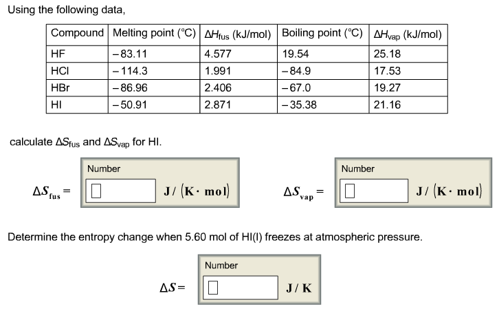 Using the following data, calculate Delta S fus and | Chegg.com Using the following data, calculate Delta S fus and | Chegg.com