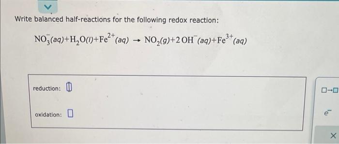 Solved Write balanced half-reactions for the following redox | Chegg.com