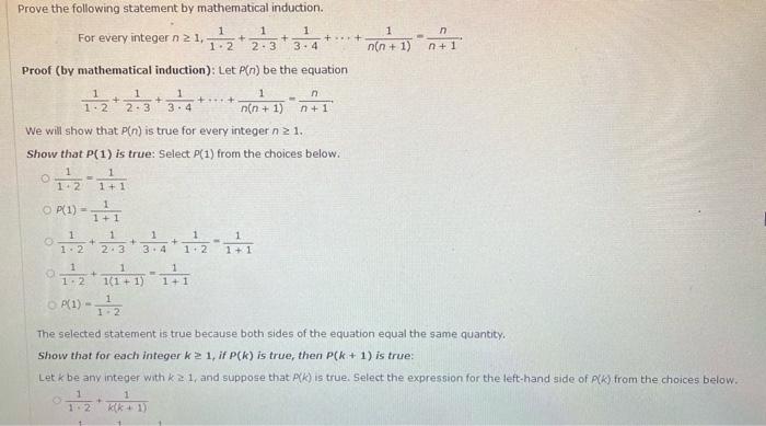 Solved Prove the following statement by mathematical | Chegg.com