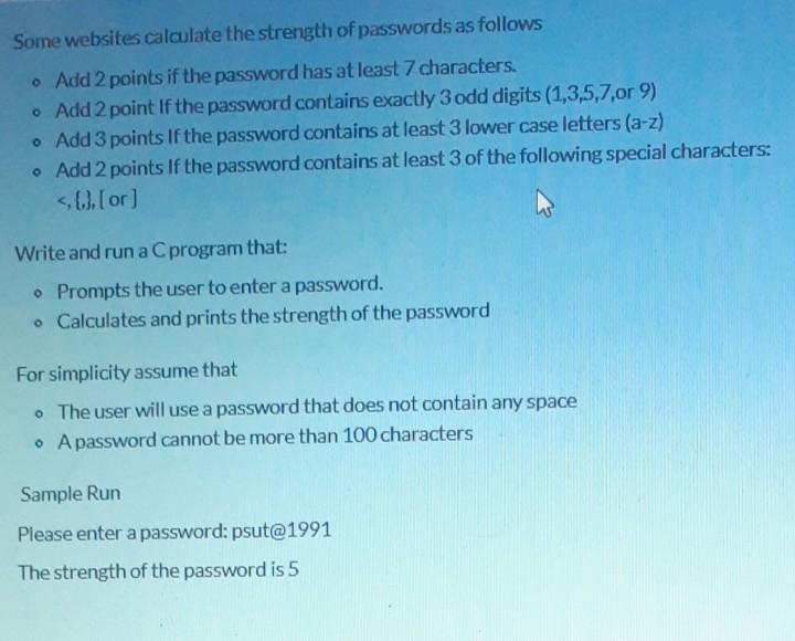 Solved Some websites calculate the strength of passwords as | Chegg.com